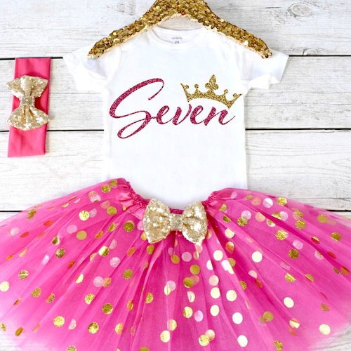 Seven Birthday Outfit. CUSTOM AGE. Girls Birthday Outfit. Tutu - Etsy