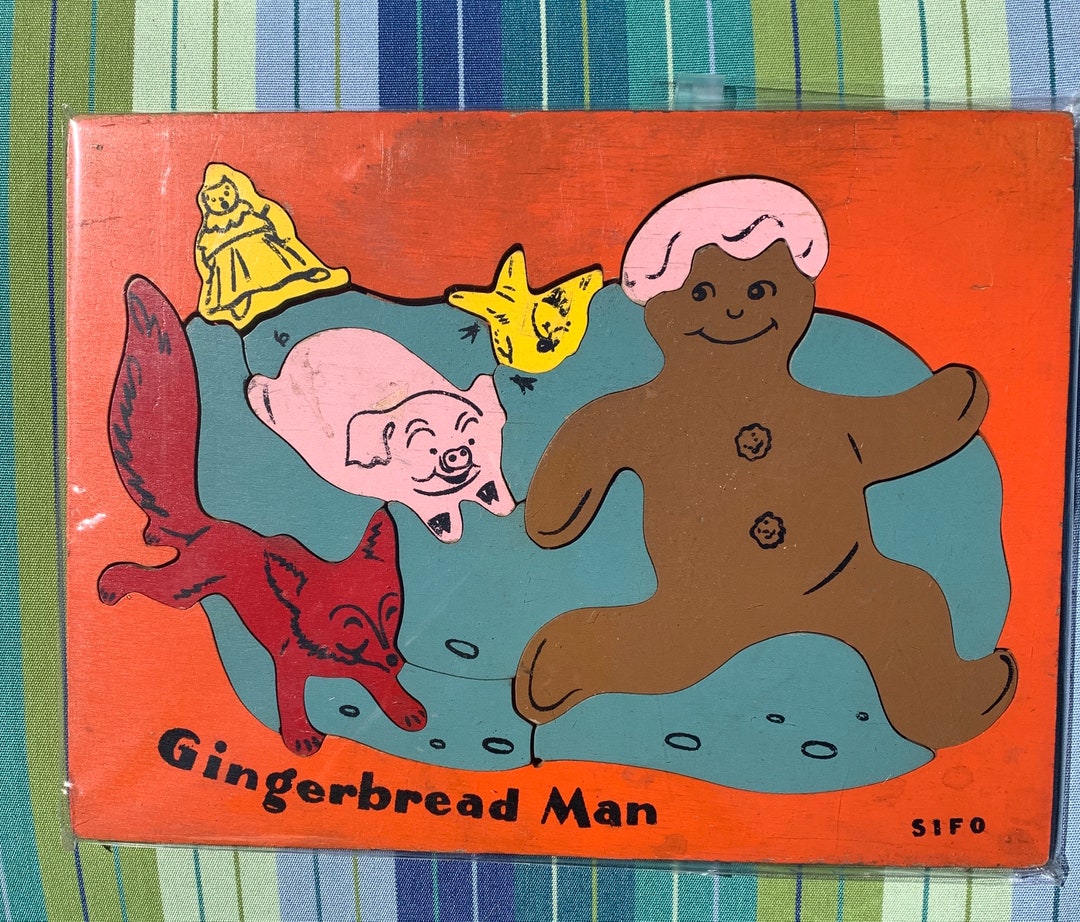 Vintage Kids SIFO Inlaid Wood Gingerbread Man Puzzle / Fairy Tale ...