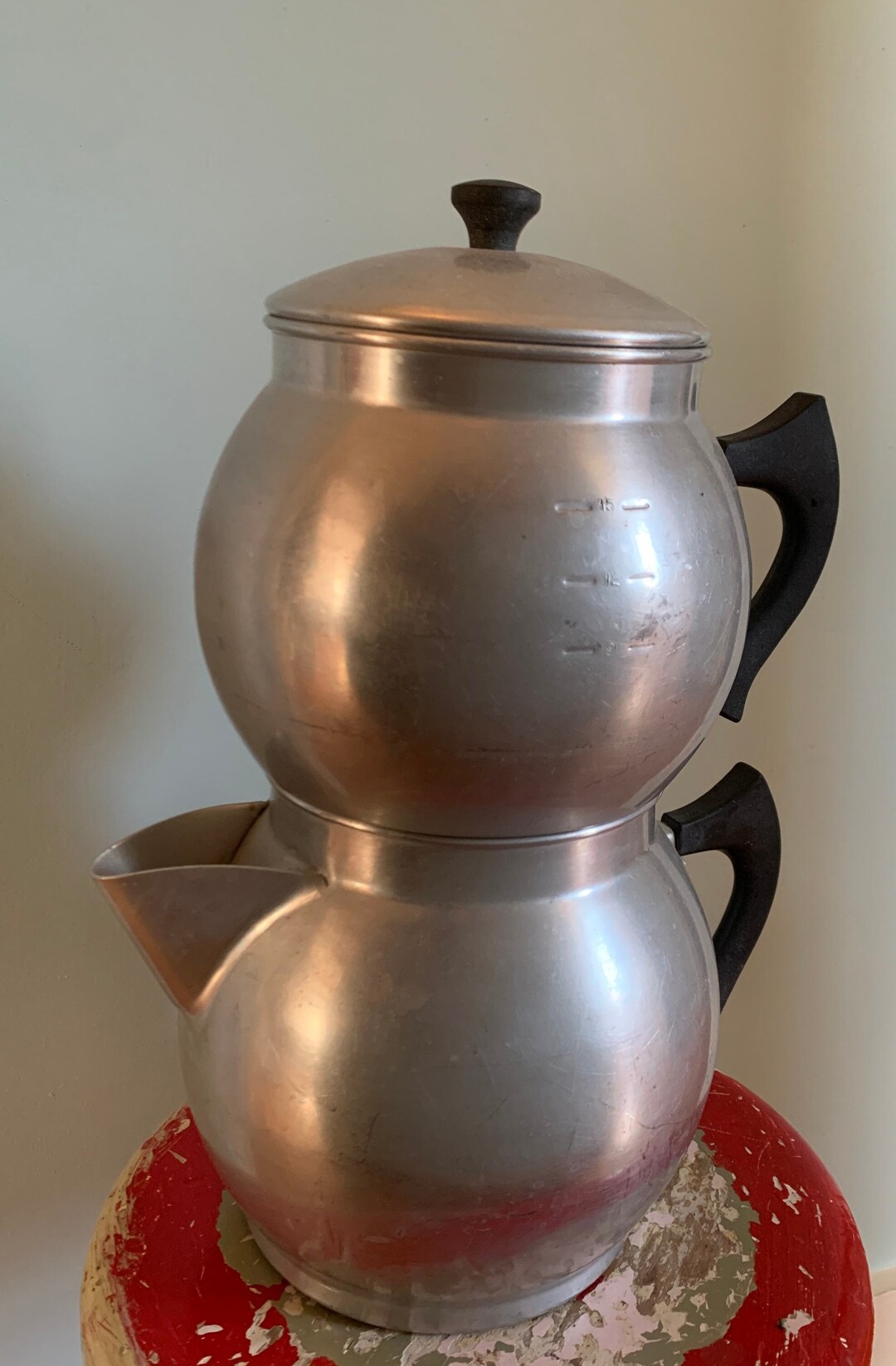 Vintage 1950s Two-tiered Heirloom Metallic Coffee Maker / Mid-century ...
