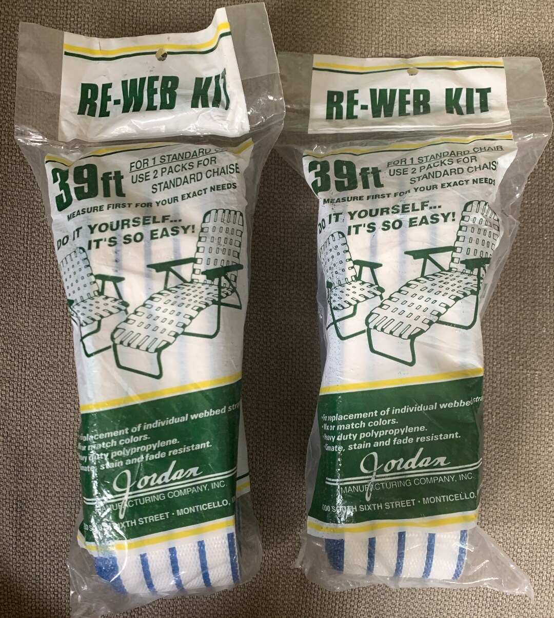 Vintage 1980s/1970s Chair Webbing Kit / White and Blue Plastic Re ...