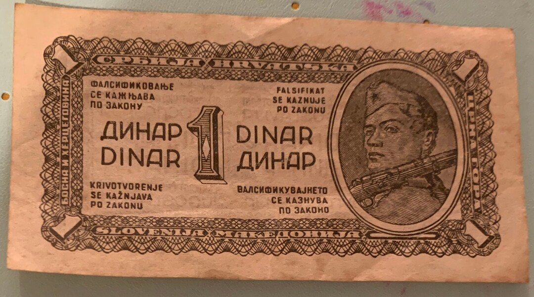 Vintage 1940s Yugoslavian Currency Money Dinar / WW2 European Dollar ...