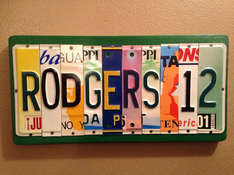 Custom Made Wood Signs of License Plate Letters and Numbers - Mancave ...