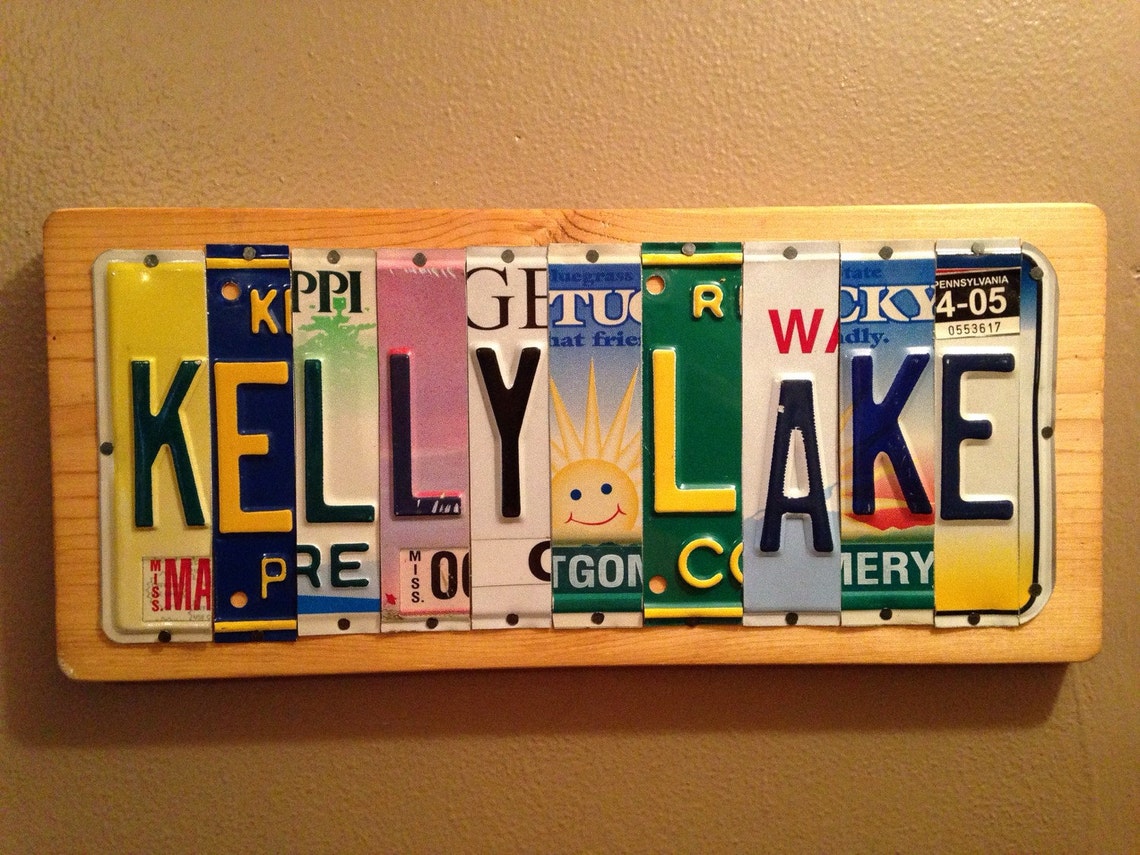 Custom Made Wood Signs of License Plate Letters and Numbers - Mancave ...