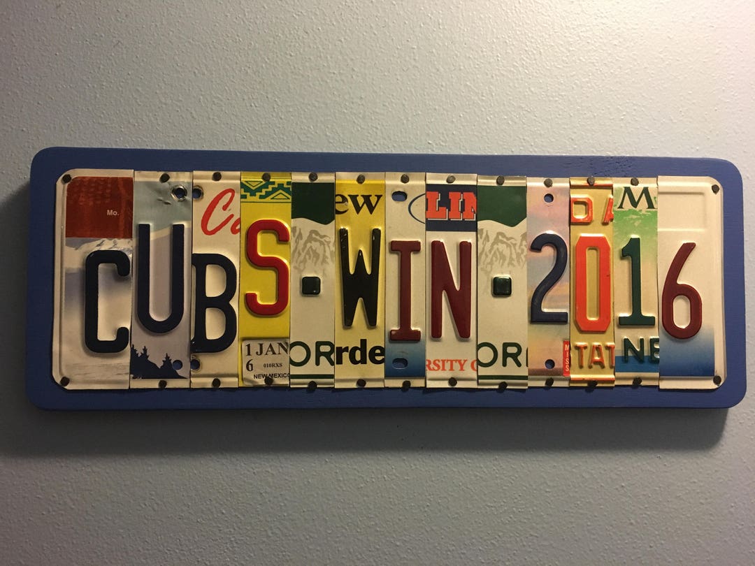 CUBS WIN 2016 Chicago Cubs License Plate Sign Using License - Etsy Italia