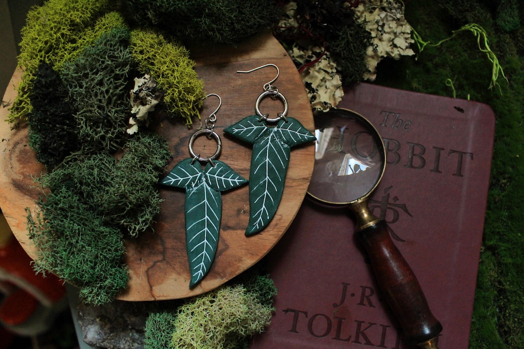 Polymer Clay Tolkien Leaf Inspired Earrings, Bookish Jewelry, LOTR ...