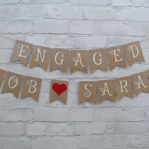 Engaged Bunting Banner Garland. Personalised Engagement Bunting Banner ...