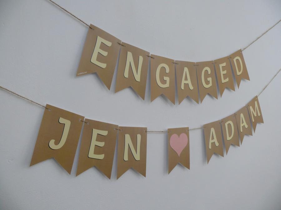 Engaged Bunting Banner Garland. Engagement Bunting Banner | Etsy