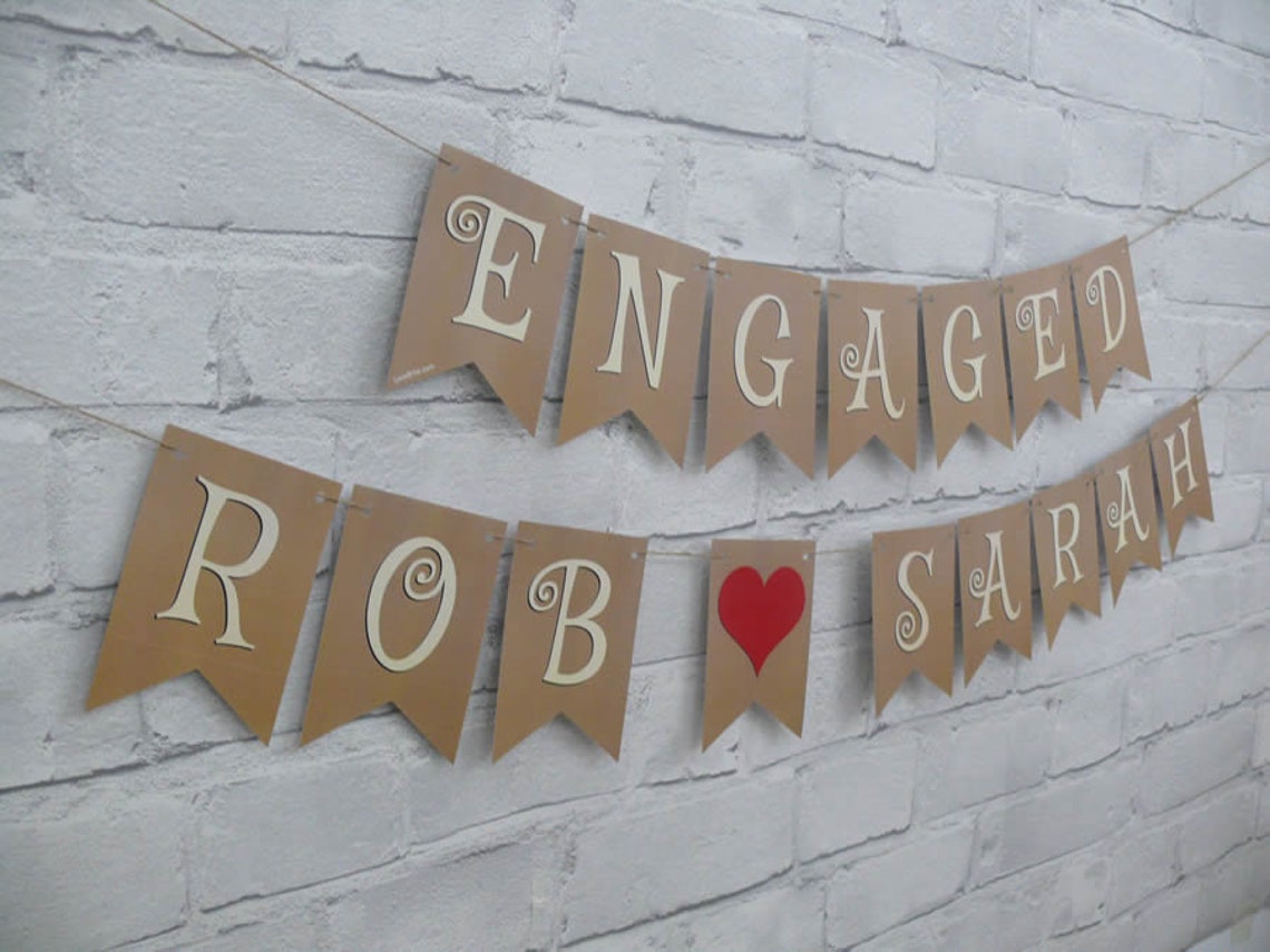 Engaged Bunting Banner Garland. Engagement Bunting Banner - Etsy UK