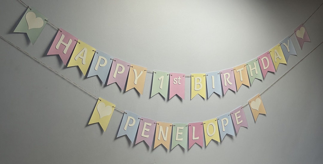 Pastel Multi Colour 1st Birthday Bunting - Etsy UK