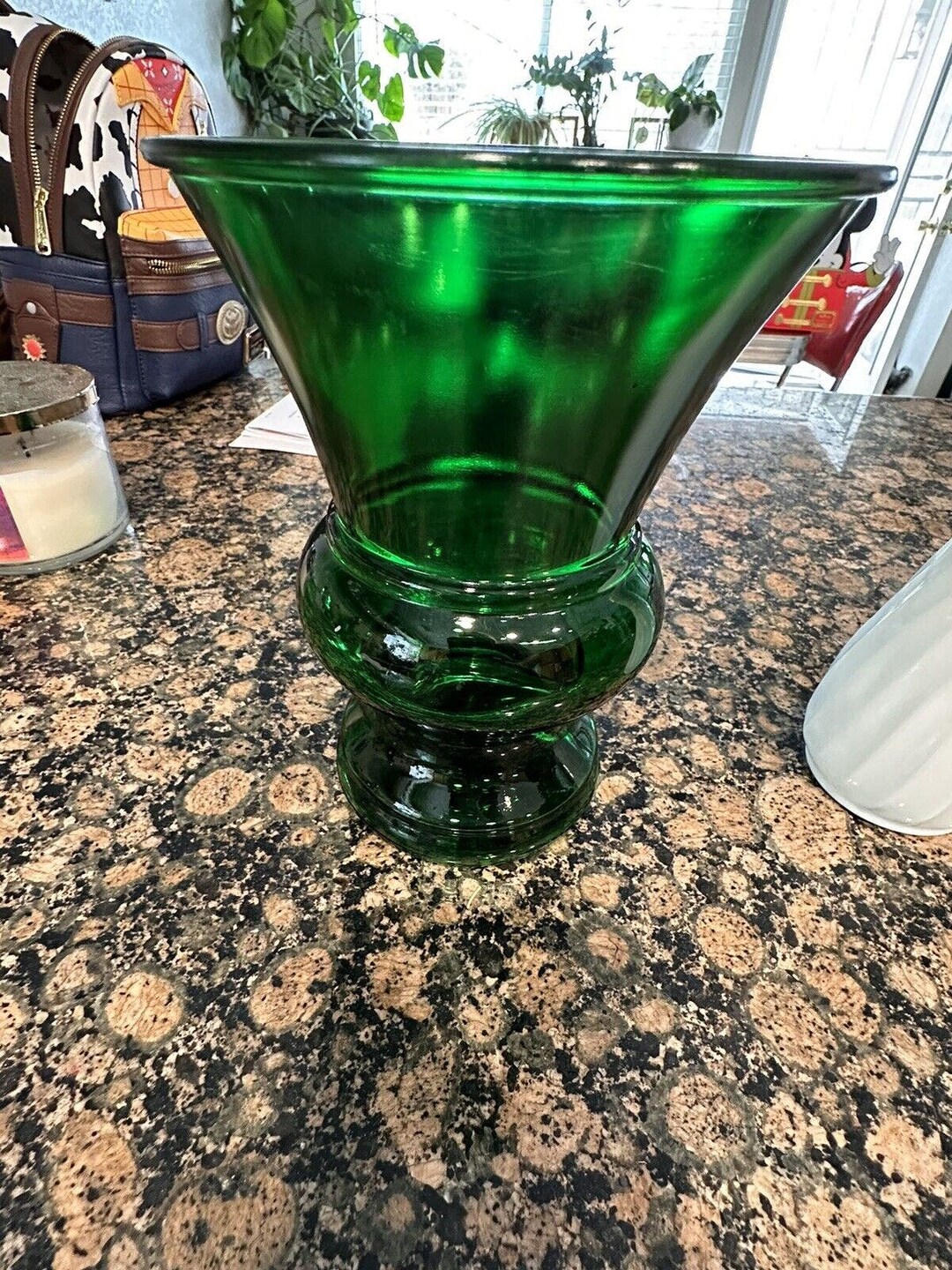 Vintage Forest Green Glass Vase Napco Cleveland Ohio 8" High X 6 ...