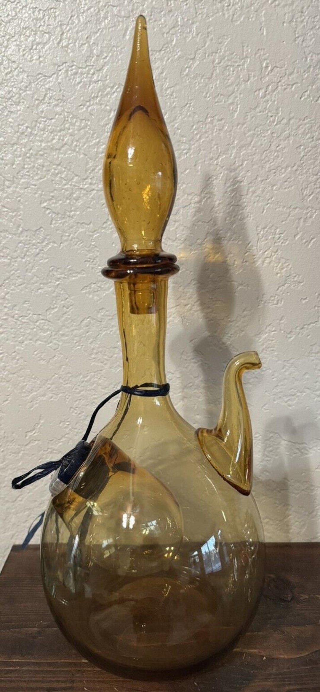 MCM Italian Blown Glass Amber Decanter Wine Chill - Etsy