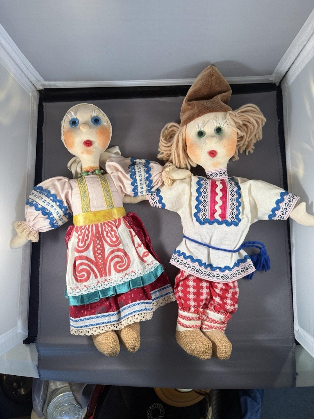 Vintage Pair of Russian Cloth Dolls 20” Handmade Dolls Folk Art A1 - Etsy