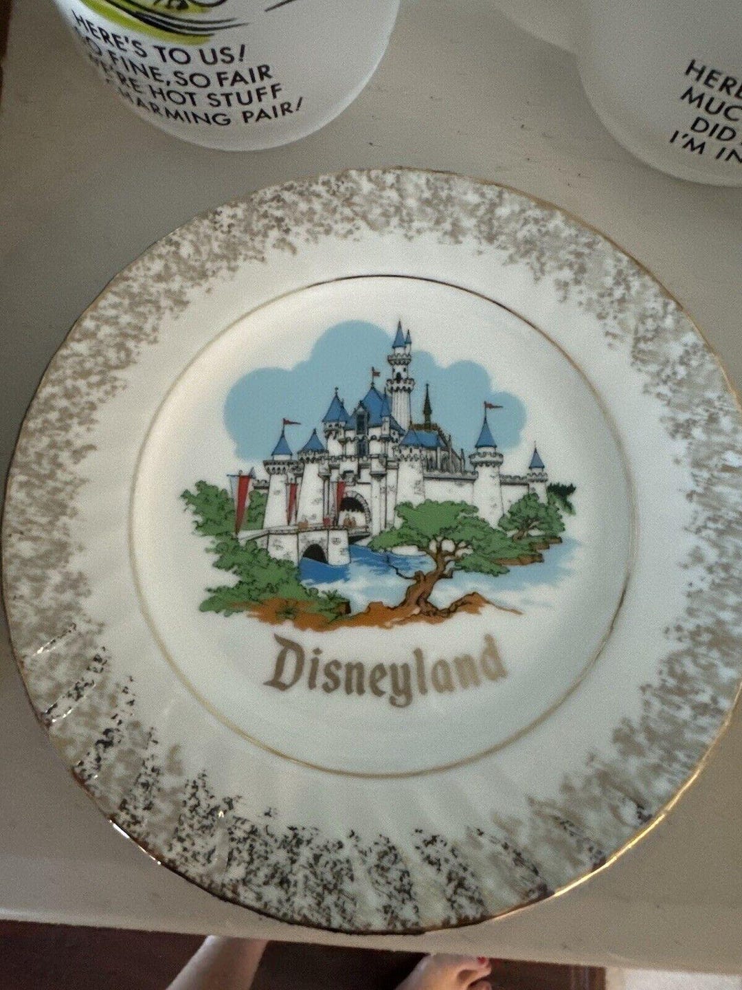 Vintage Disneyland Plate- Gold Colored Trim - Etsy