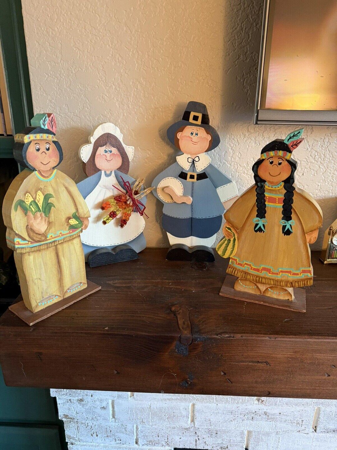 Vintage Folk Art Tole Painted Wood Thanksgiving Table Decor - Etsy