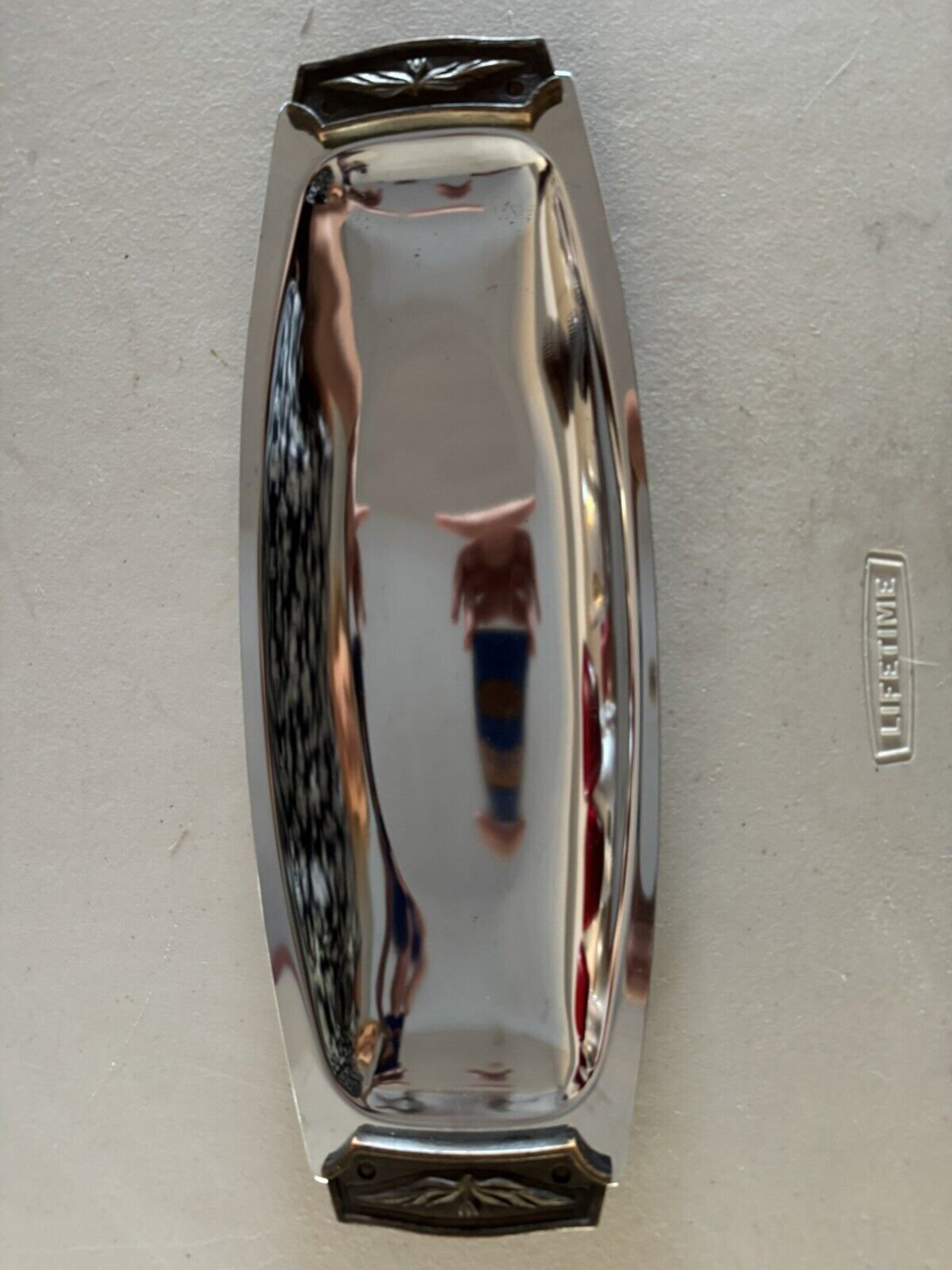 Mid Century Kromex Serving Tray With Wooden Handles. About 15" Long - Etsy