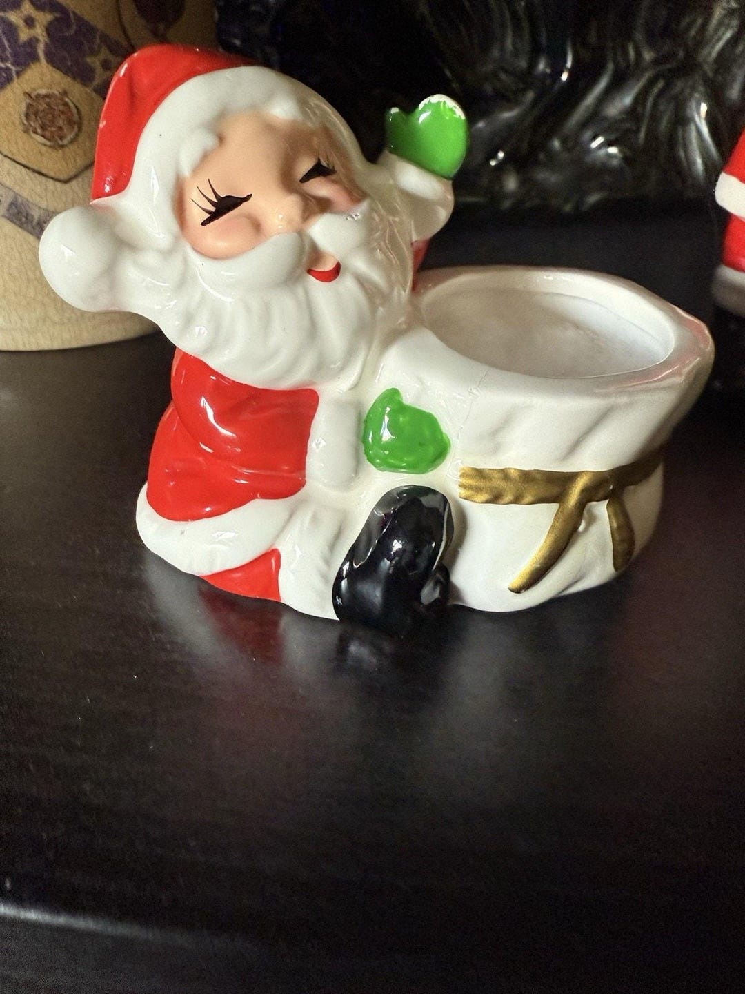 Vintage MCM Ceramic Santa Claus With Bag Single Candle Holder From ...