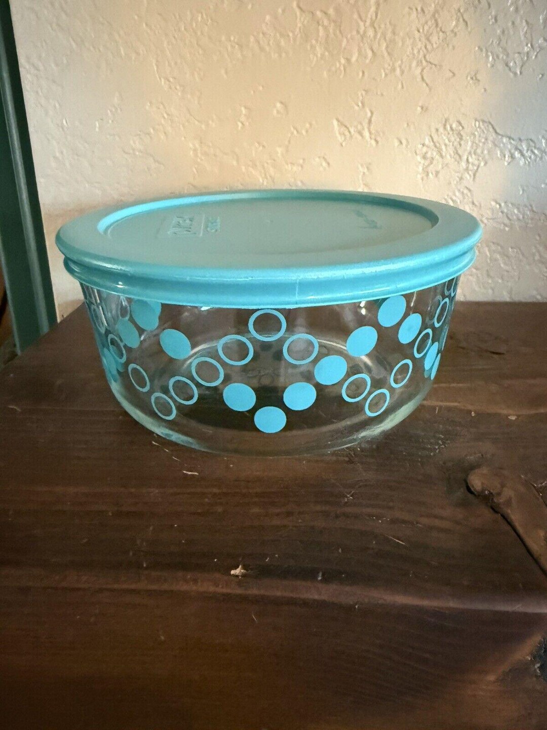 Pyrex Clear Glass Bowl & Lid Turquoise Polka Dots Simply Store 4 Cup - Etsy