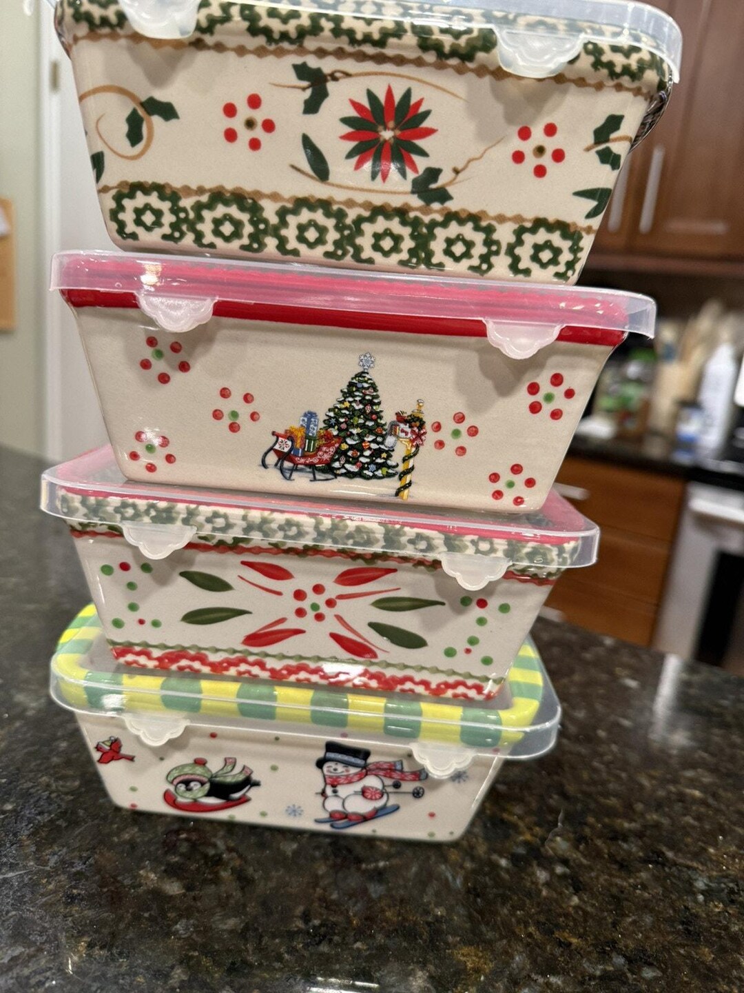 Temptations Tara Ovenware 12 Oz Bakeware Christmas Loaf Pan With Lid X ...