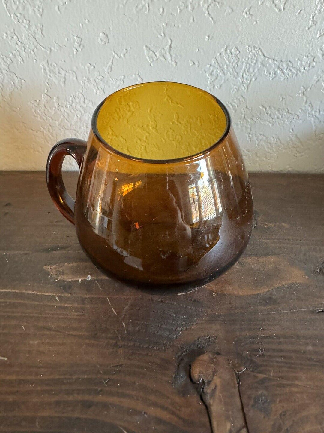 Vintage Blenko Amber MCM Hand Blown Angled Glass Mug Cup - Etsy