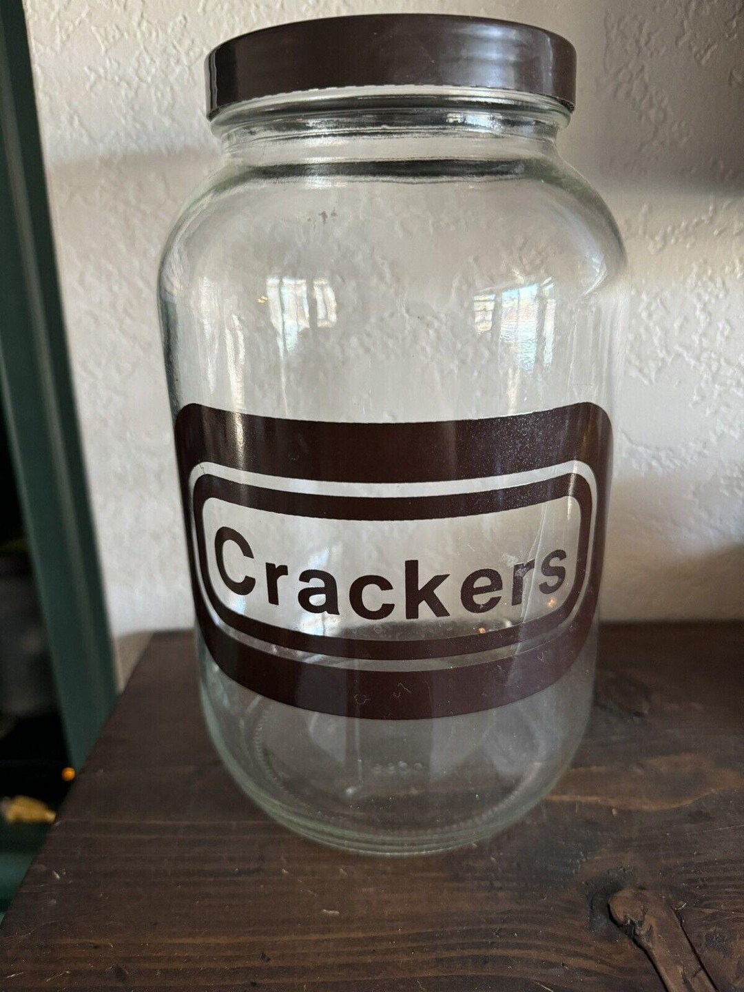 Ball Mason Rare Huge Glass Crackers Jar Vintage Retro Brown Letters ...