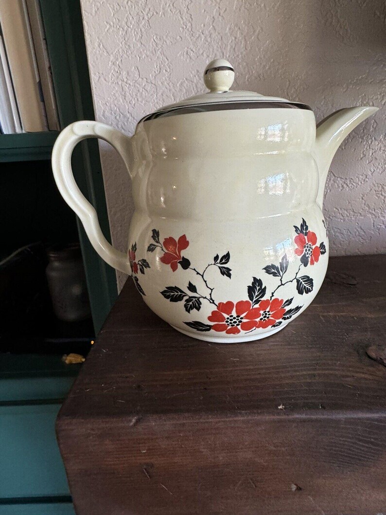 Rare Hall China Red Poppy Coffee Pot - Etsy