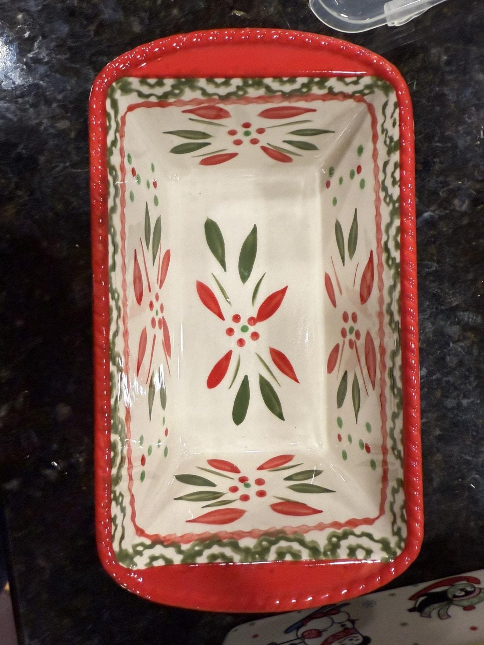 Temptations Tara Ovenware 12 Oz Bakeware Christmas Loaf Pan With Lid X ...