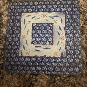 Lot of 3 Temptations Blue Old World Glass Trivets Square Appx 6.25" 7 ...