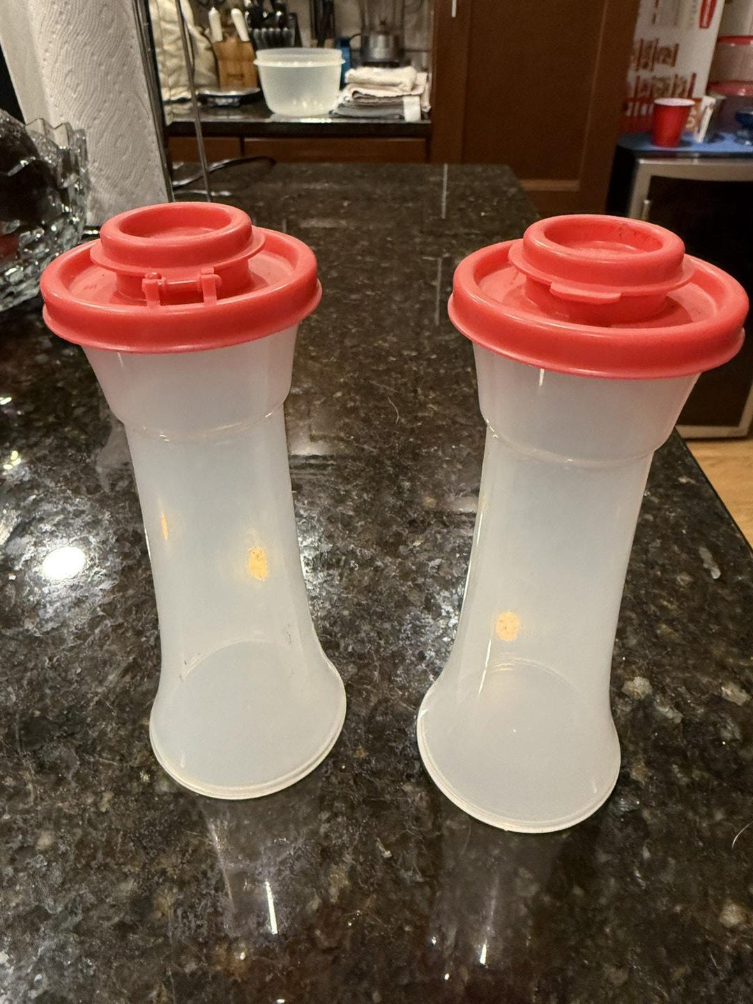 Tupperware Salt and Pepper Shakers With Pink Lids Flip Caps 6 NWOT - Etsy