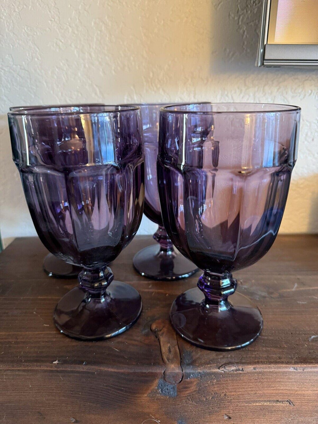 Set of 4 Libby Gibraltar Duratuff Amethyst Goblet Glasses, Iced Tea or ...