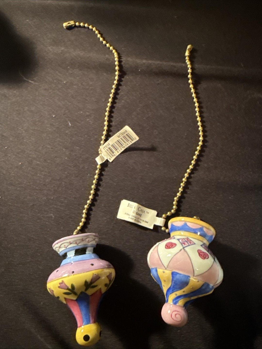 Vintage Decorative Ceramic Ceiling Fan Lamp Switch Pull Chains Floral ...