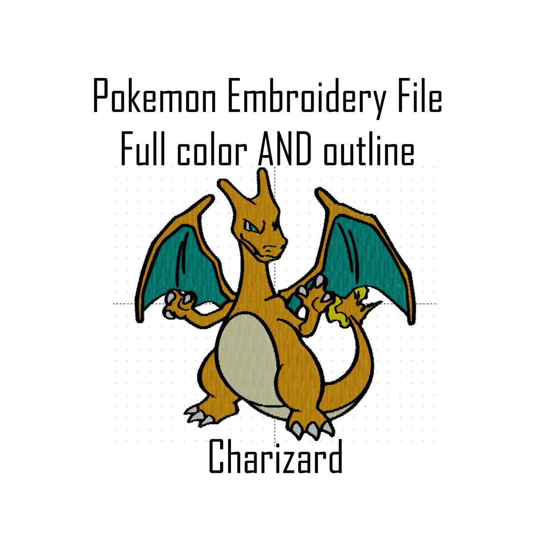 Pokemon Embroidery File: Charizard digital Files NOT Finished - Etsy