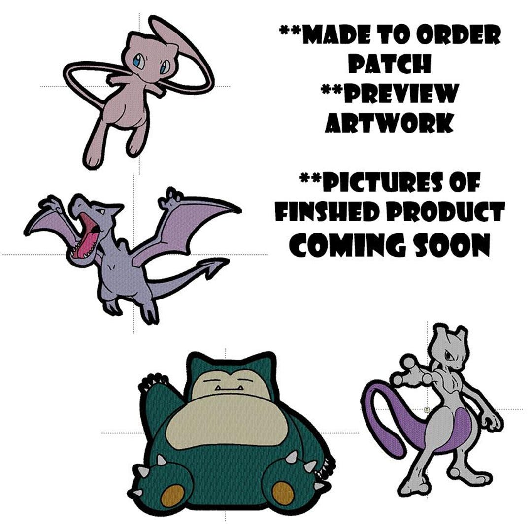 Pokémon Embroidered Patch: Mew Mewtwo Snorlax Aerodactyl - Etsy
