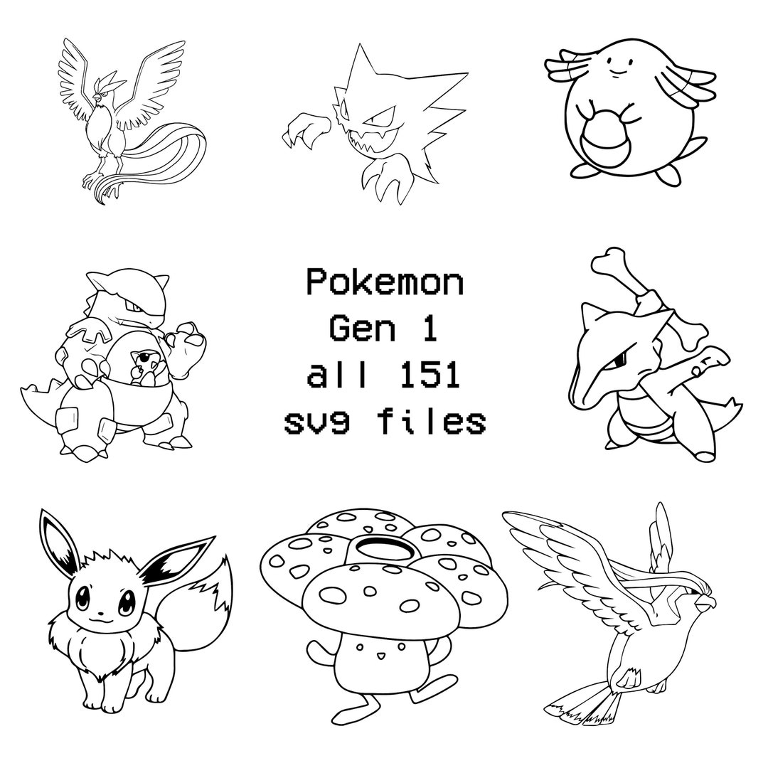 Pokemon Generation 1 All 151 SVG Files - Etsy