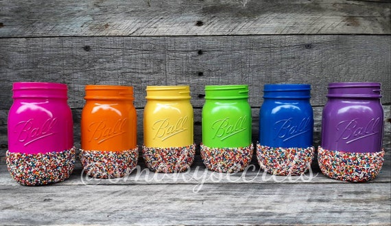 Rainbow Sweet Tooth Collection Sprinkle Mason Jar Set | Etsy