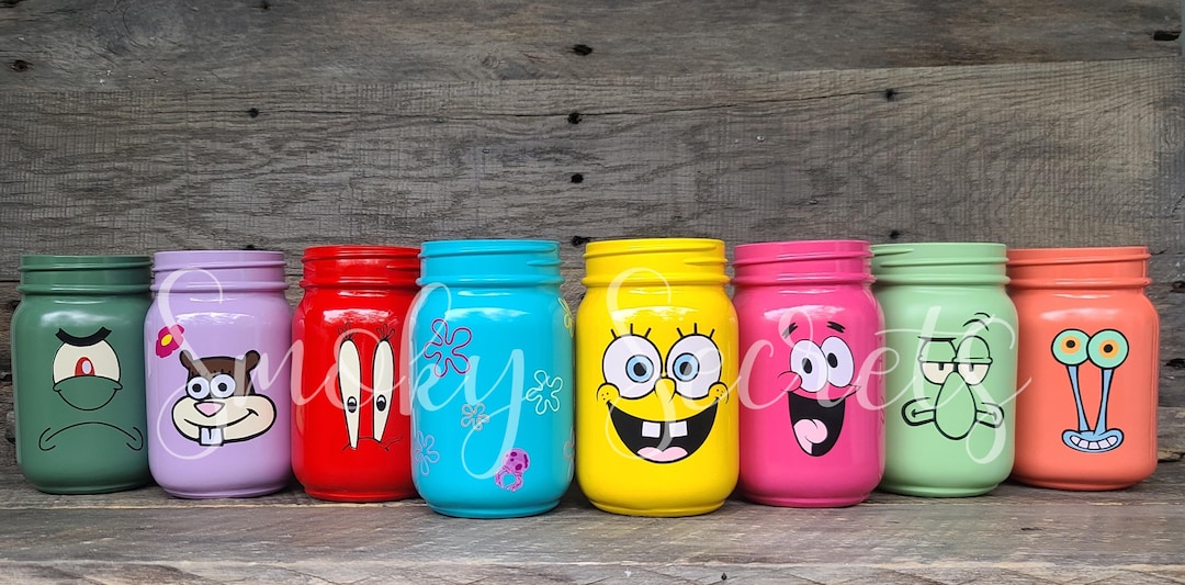Spongebob Character Mason Jar - Etsy