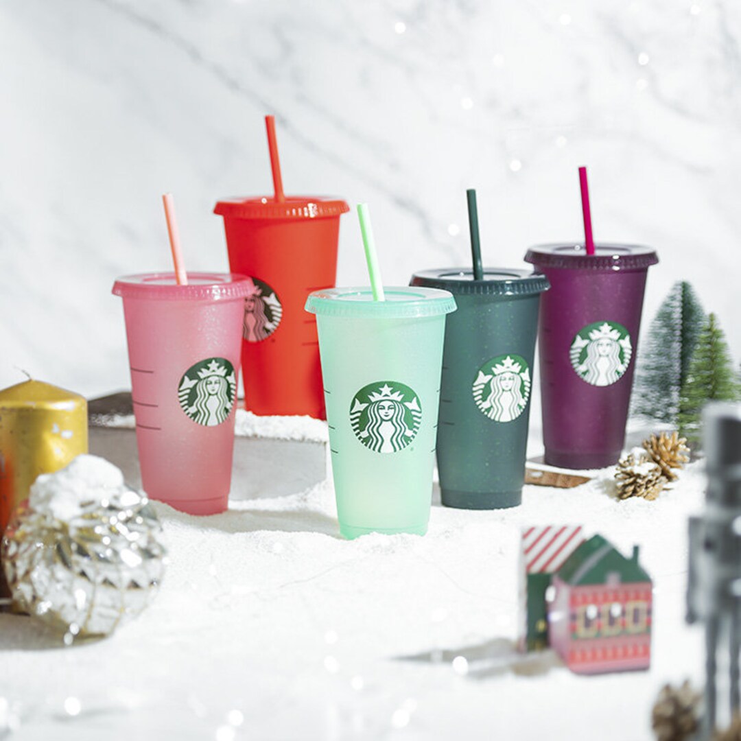 Starbucks 2020 Winter Cup Rainbow Glitter Reusable Cold 24 Oz Cup 5 ...