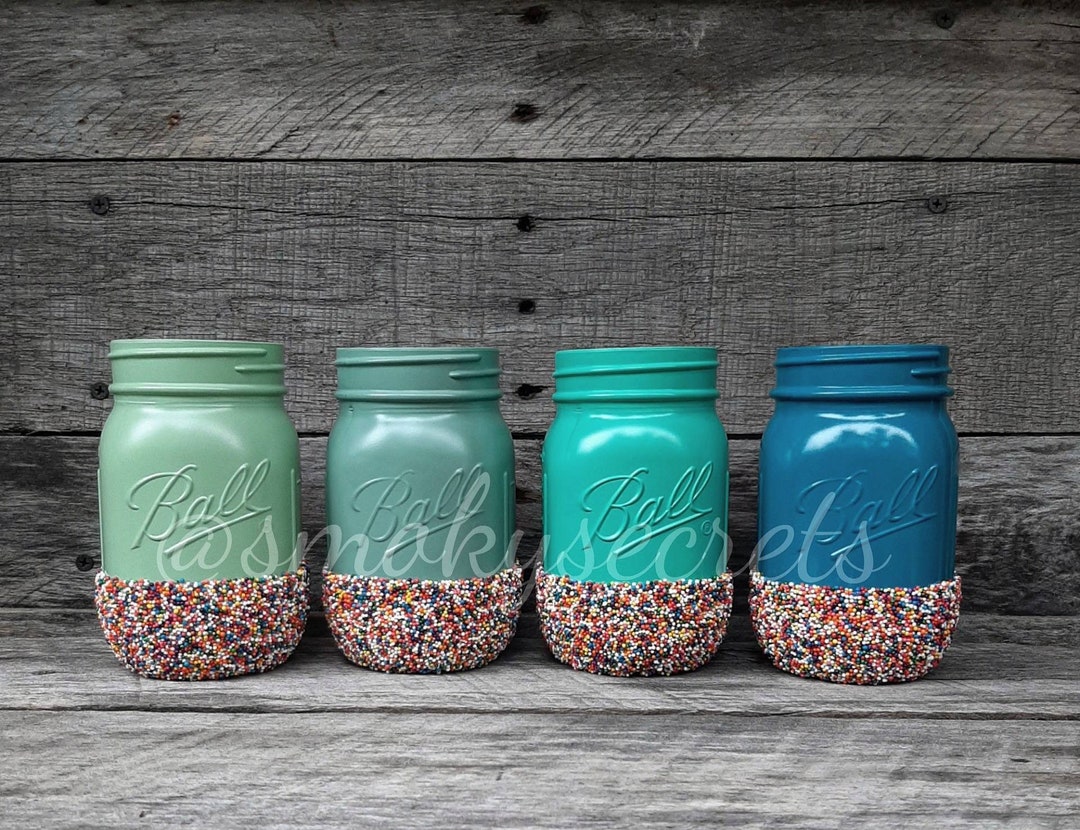 Green Sweet Tooth Sprinkle Mason Jar : Mint, Jade, Teal, Sage - Etsy
