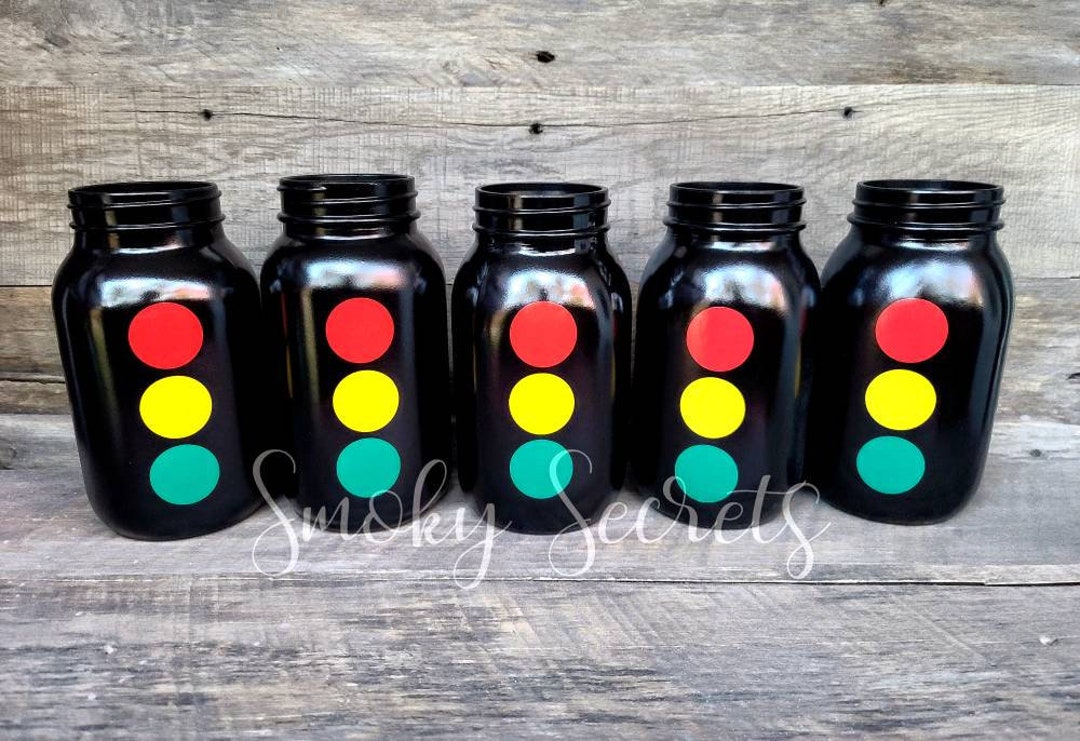 Black Race Car Traffic Light Mason Jar: Add on Soap Dispenser, Coin Jar ...
