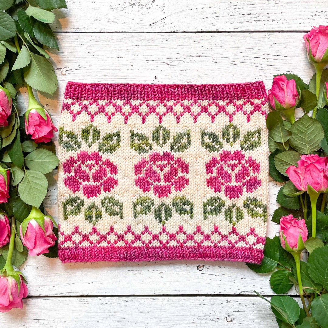 KNITTING PATTERN: Rose Garden Cowl /knit Cowl Pattern, Stranded ...