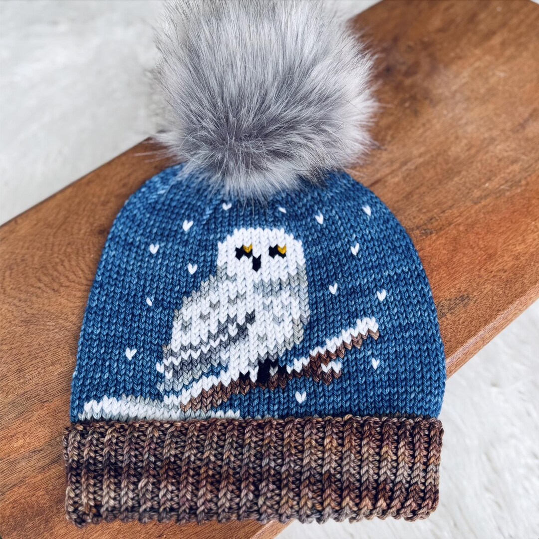 KNITTING PATTERN: Snowy Owl Beanie /knit Hat Pattern, Duplicate Stitch ...