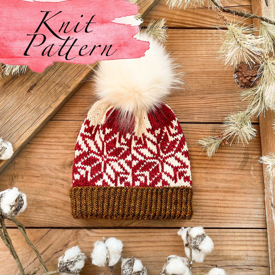 KNITTING PATTERN: First Snow Beanie / Stranded Colorwork Knitting ...