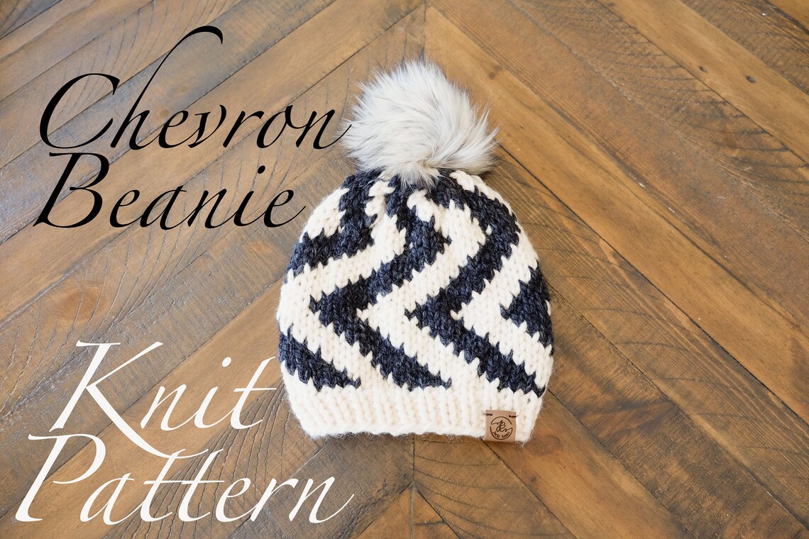 KNITTING PATTERN: Chevron Beanie Knit Pattern Hat Knitting - Etsy