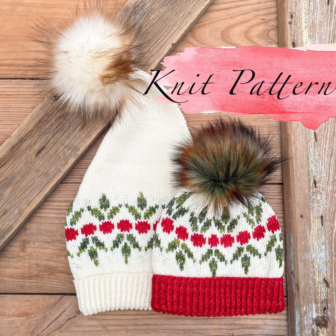 KNITTING PATTERN: the Holly Berry Beanie / 2 Knit Hat Patterns ...