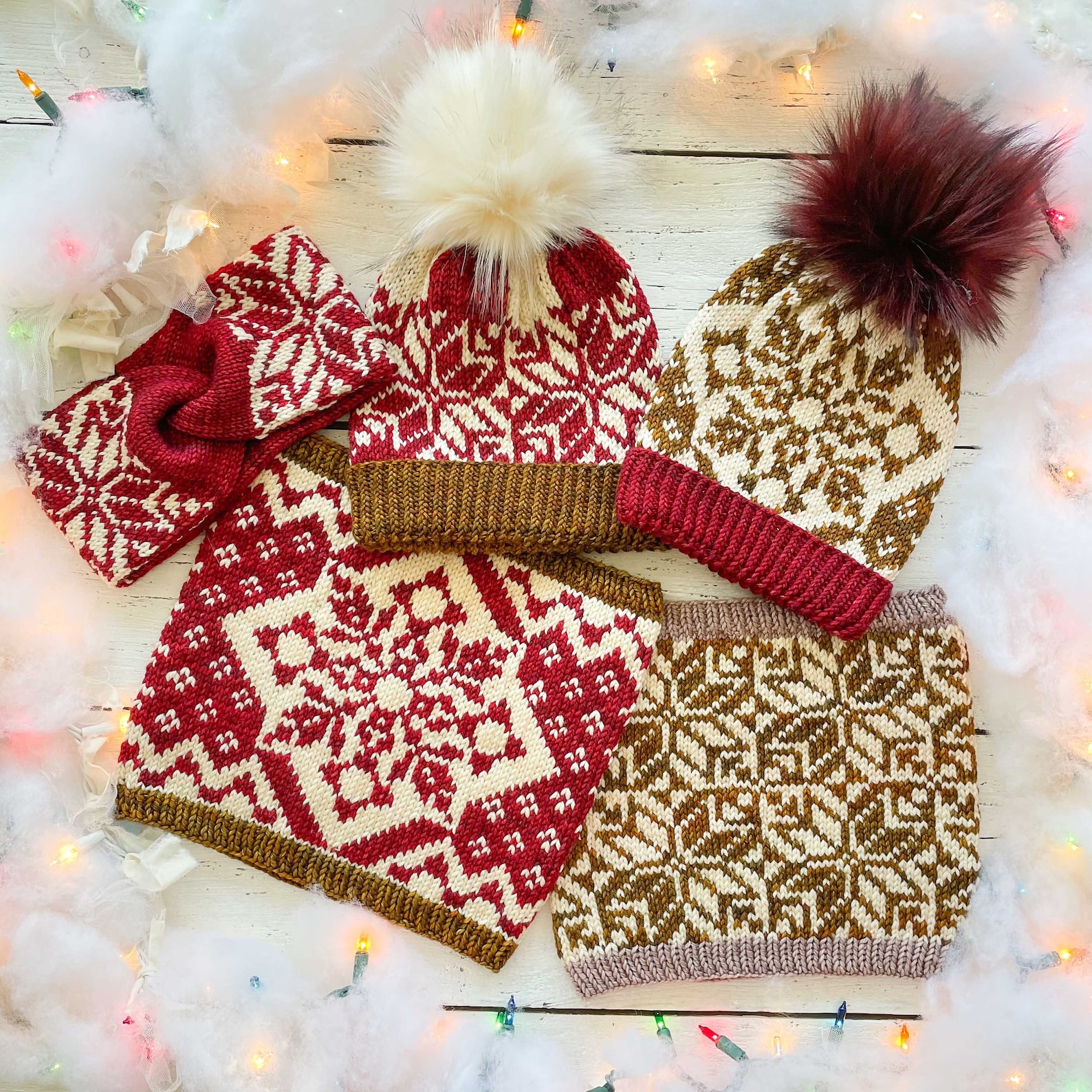 KNITTING PATTERNS: the Dreaming of Snow Collection / 2 Beanies, 2 Cowls ...