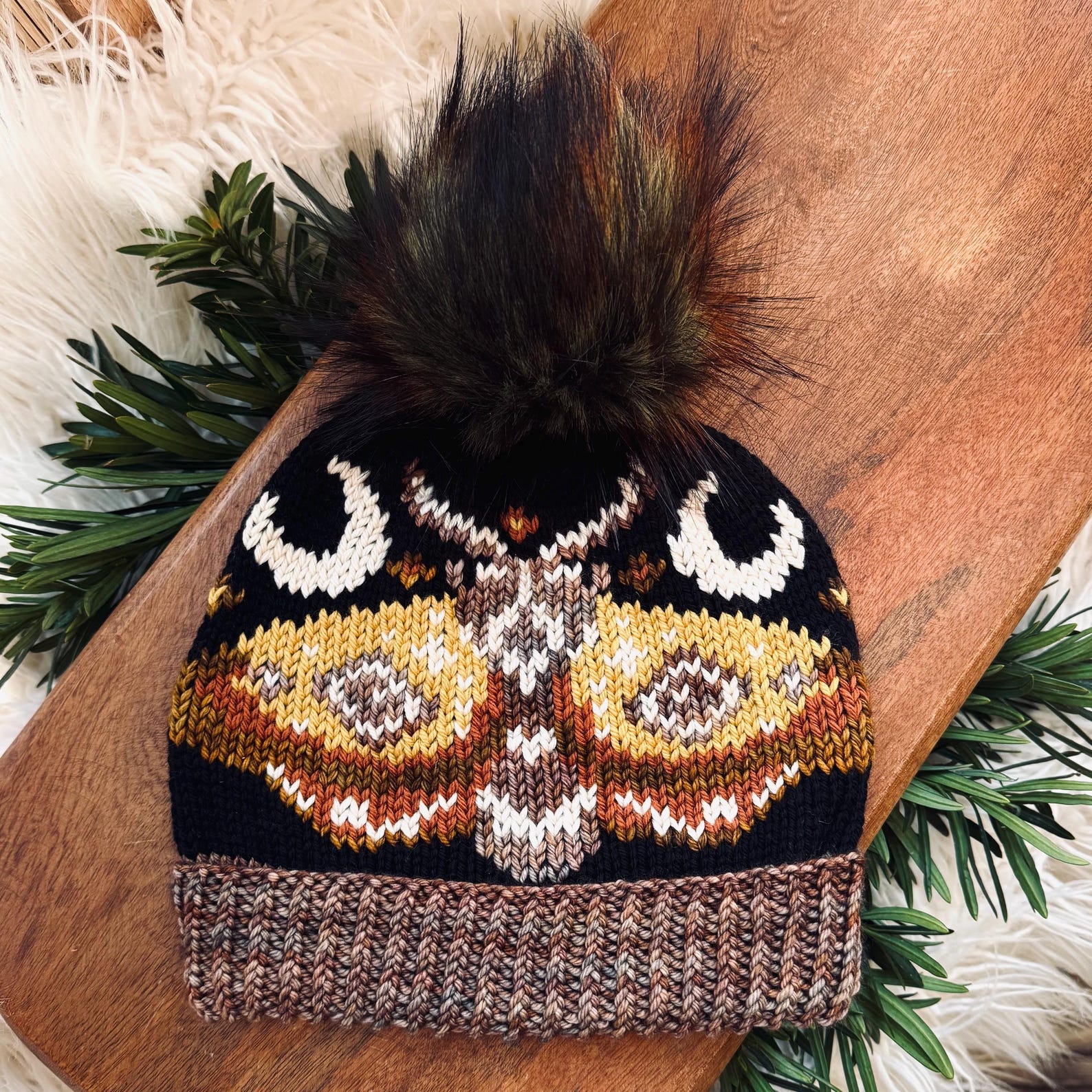 KNITTING PATTERN: Lunar Moth Beanie / Knit Hat Pattern,duplicate Stitch ...