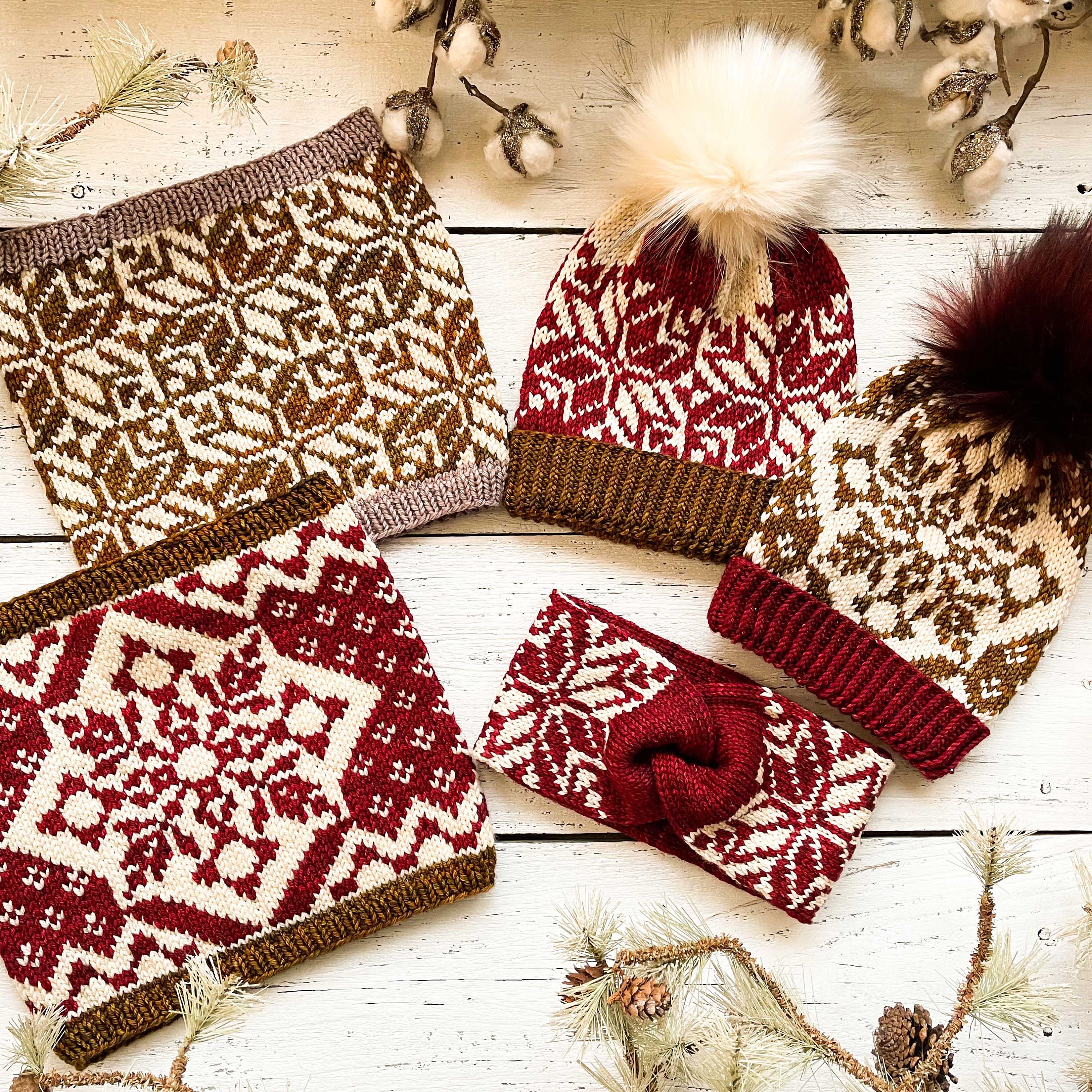 KNITTING PATTERNS: the Dreaming of Snow Collection / 2 Beanies, 2 Cowls ...