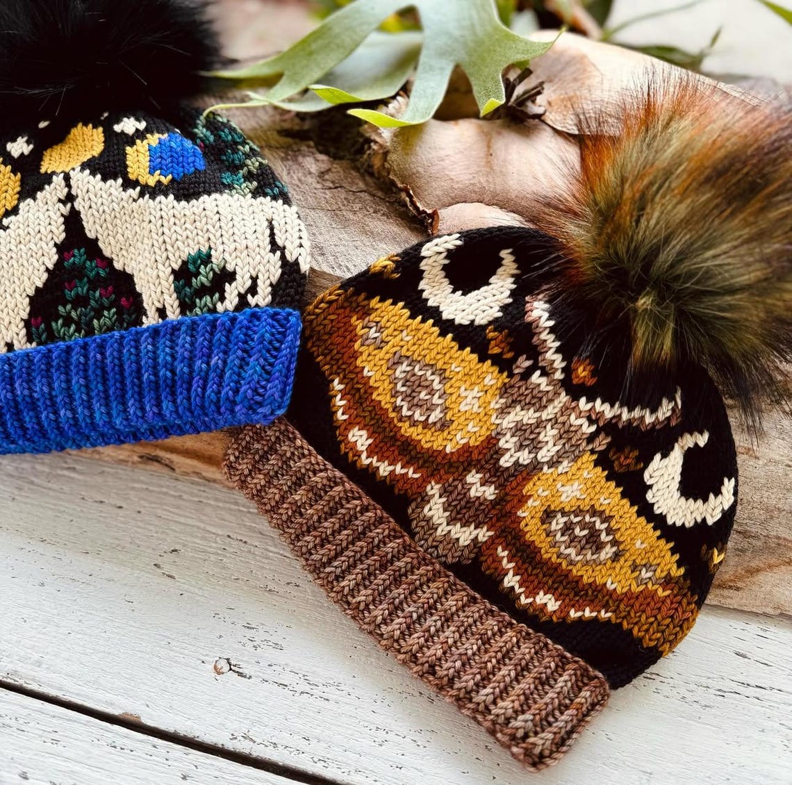 KNITTING PATTERN: Lunar Moth Beanie / Knit Hat Pattern,duplicate Stitch ...