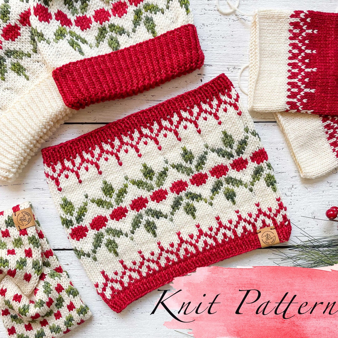 KNITTING PATTERN: the Holly Berry Cowl / Knit Cowl Pattern, Stranded ...