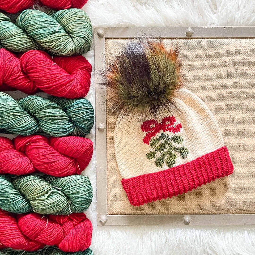 KNITTING PATTERN: Kiss Me Under the Mistletoe Beanie /knit Hat Pattern ...