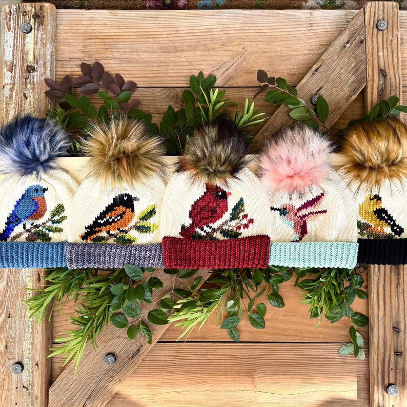 KNITTING PATTERN: Backyard Birds Collection / 5 Knit Hat Patterns ...